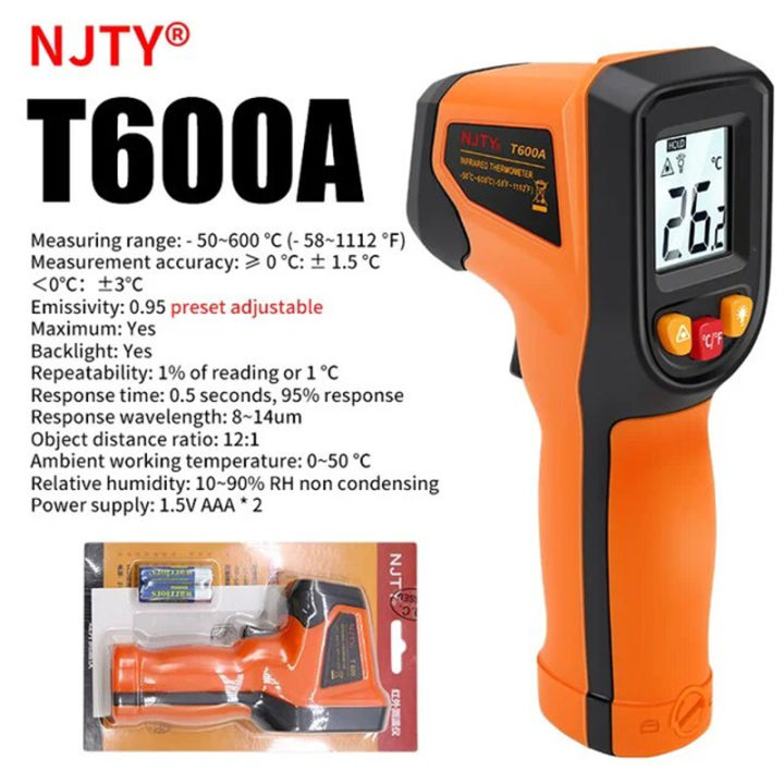Infrared Handheld Thermometer -50~600℃ Laser Termometro Pyrometer Gun ...