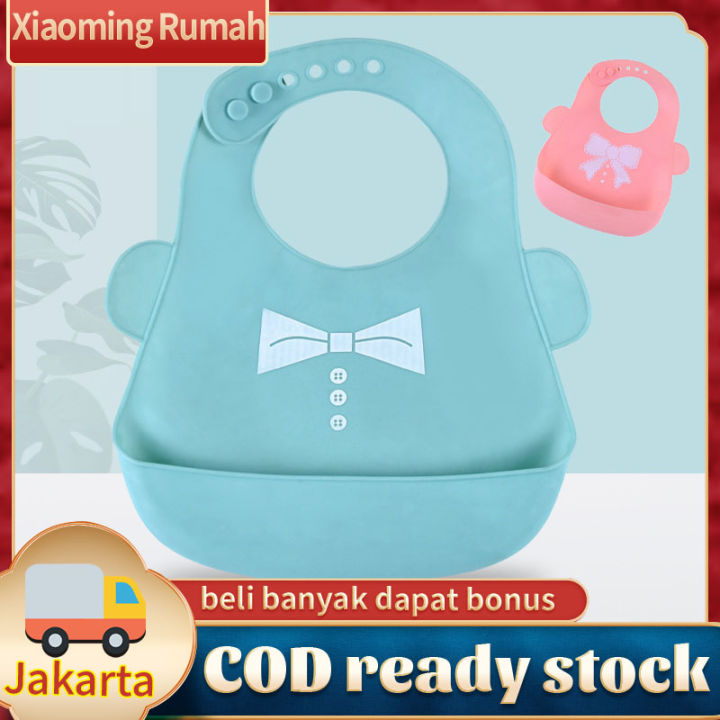 BABY BIB Celemek Makan Bayi Slaber Silikon Anak Bibs Karet Baby Burb ...