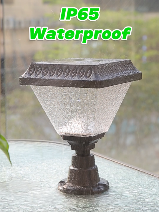 Solar Post Light IP65 Waterproof RGB Outdoor Column Light 3 Color with ...