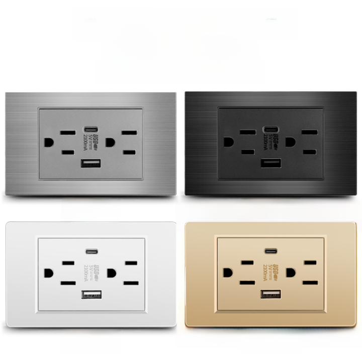 US Standard USB Type-C Panel Wall Power Socket 118 American Standard ...