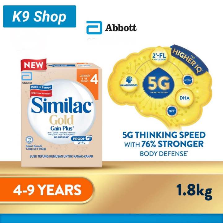 Similac Gold Gain Plus Step 4 Growing Up Milk for Faster Learning BIB ...