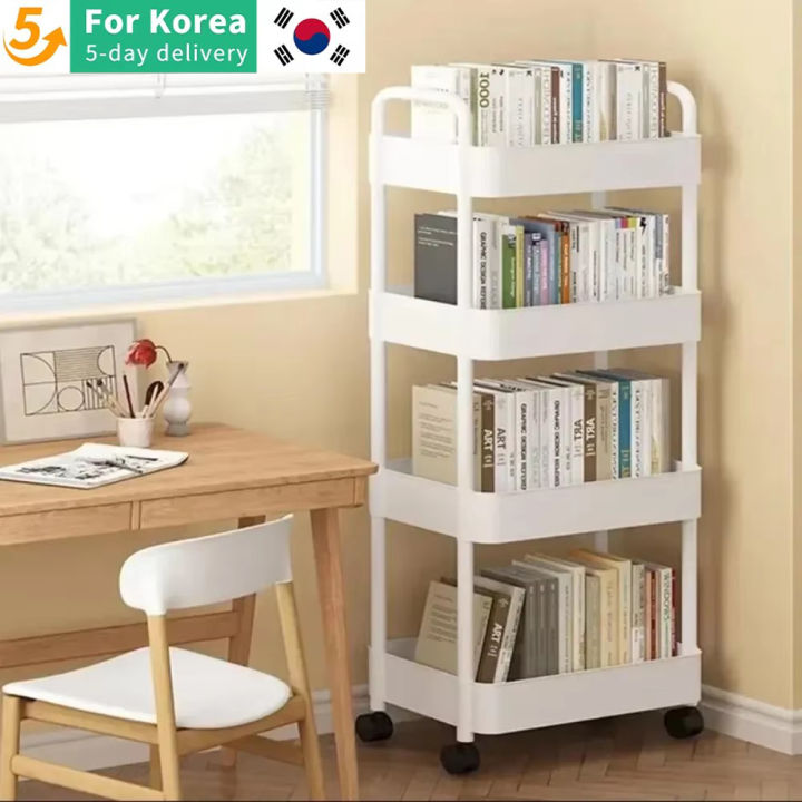 3/4 Tier Mobile Storage Rack Trolley Organizer With Wheels Plastic ...