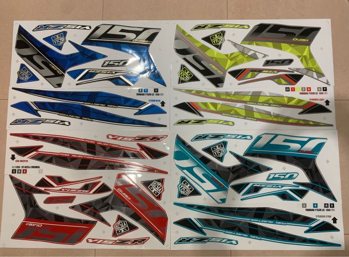 Yamaha Y15 Y15ZR V2 / LC150 Body Cover Set Stripe Sticker ( 7 ) Cyan ...
