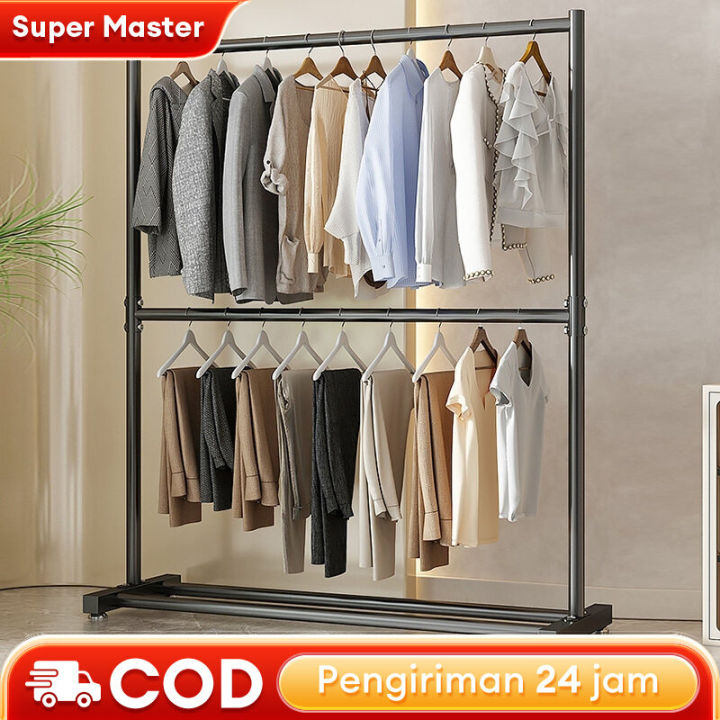 Double Layer Clothes Hanger ALL Metal Drying Rack Stainless Steel ...