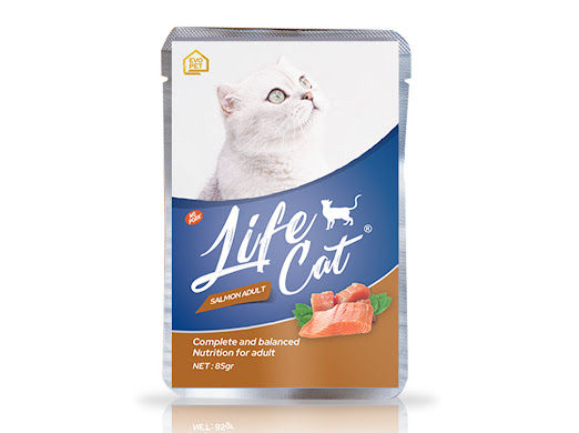LIFE CAT SACHET SALMON ADULT 85gr - Makanan basah kucing life cat pouch ...