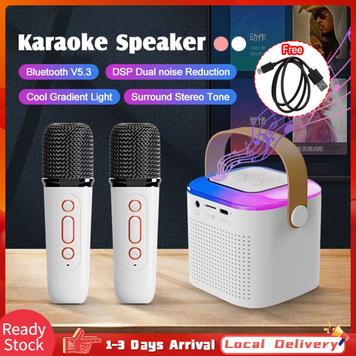 Bluetooth Wireless Karaoke Set Mini Speaker HIFI Stereo Sound Portable Dual Microphone Support ...