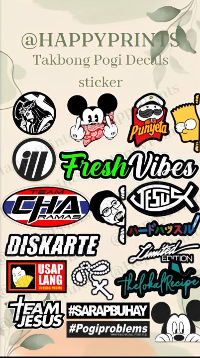 D Takbong pogi Decals Laminated Waterproof High quality vinyl stickers ...
