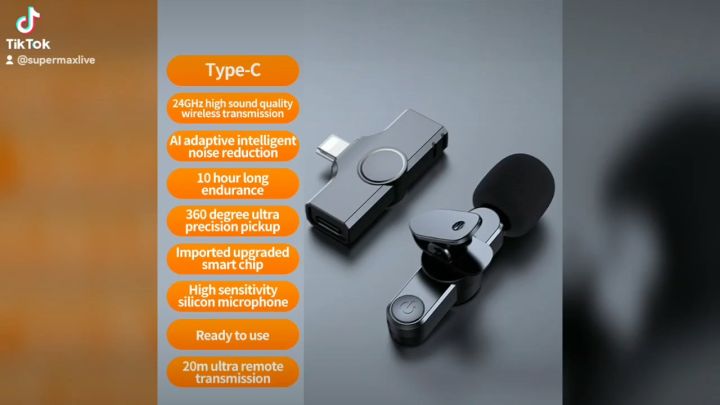 Wireless Lavalier Microphone Live Broadcast Mic Type C /Lightning APPLE ...