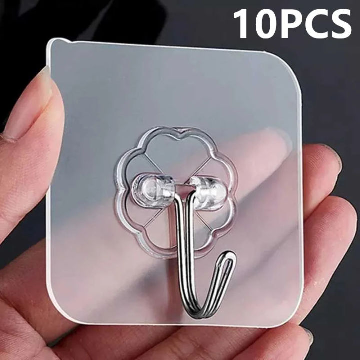 50/10pcs Transparent Wall Hooks Holder Self Adhesive Door Wall Hangers ...