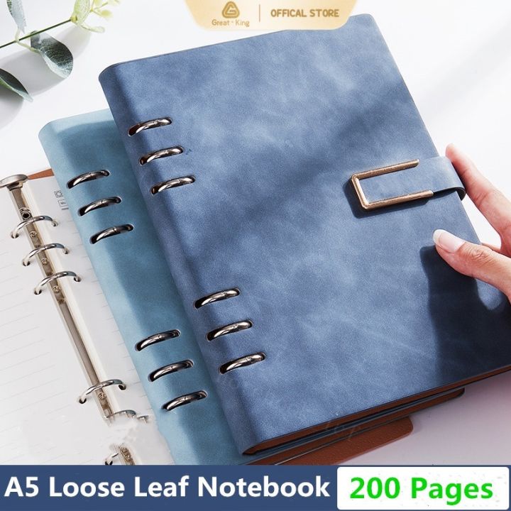 PU Leather Refillable Notebook A5 loose-leaf Binder Stationery Magnetic ...
