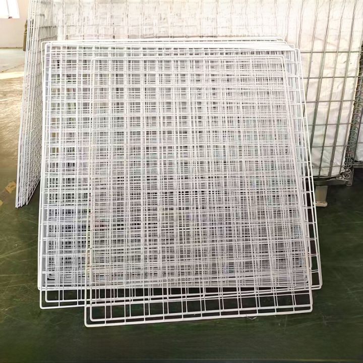 White Grid Mesh Panel Iron Art Wall Mounted Display Shelf Partition ...