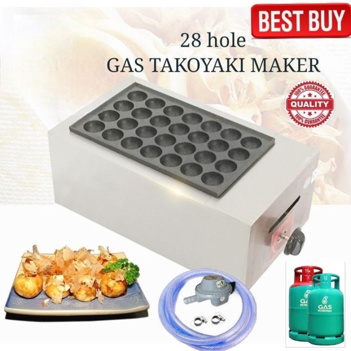 28 HOLE Takoyaki Maker Double Head Gas Takoyaki Machine Octopus Balls ...