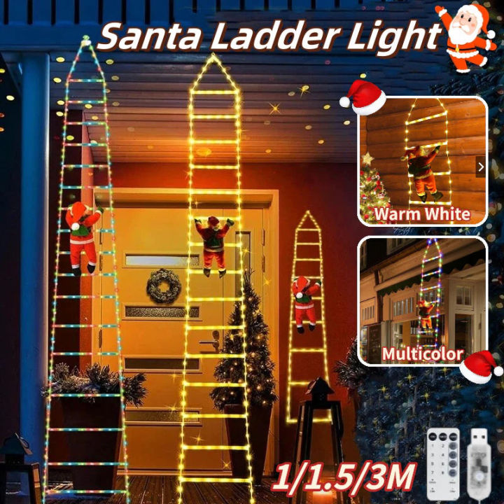 Abenkle Remote Control Christmas Decoration Lights 1.5/3.5M Santa ...