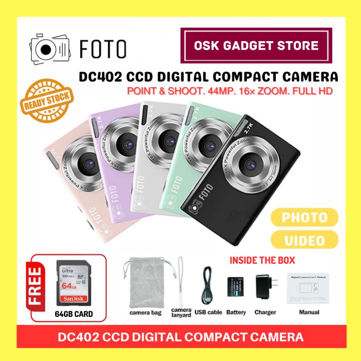 Foto DC402 Digital Compact Camera | Free 64GB Card | Up To 44MP & Full ...