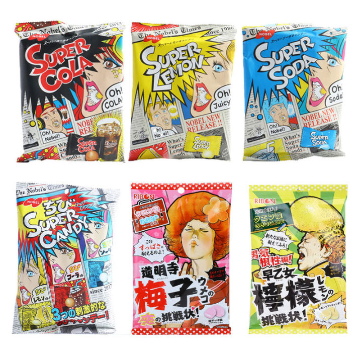 Japanese Import Snacks Nobel Nobel Super Sour Sugar Lemon Cola Soda ...