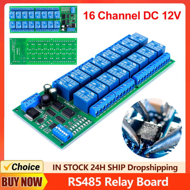 16 Channel Modbus RTU RS485 Relay Board RS485 Relay Module Control ...