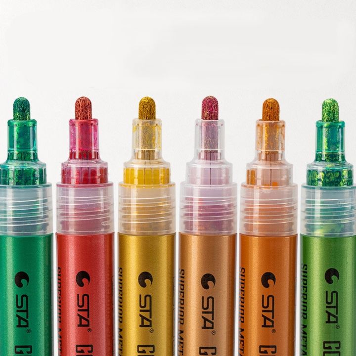 STA 1002 golden-shine marker Super Gold Metallic color Markers pen set ...