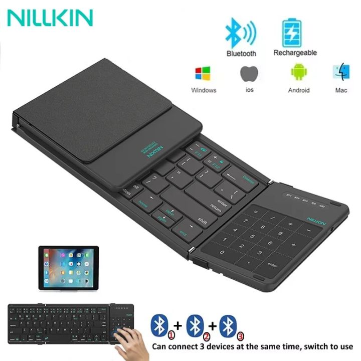 NILLKIN Folding Bluetooth Keyboard With Touchpad Number Pad,Full Size ...