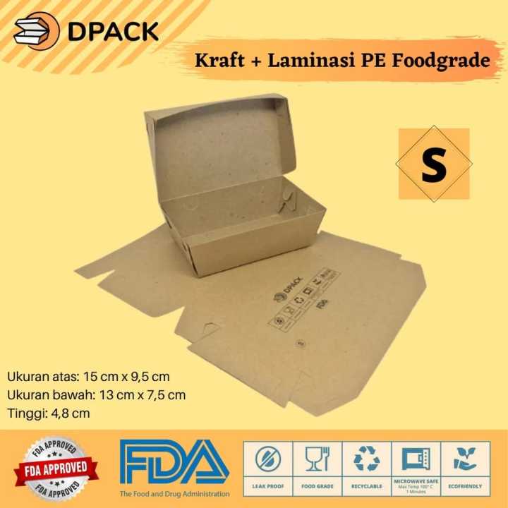 Kotak Makan Kertas / Paper Lunch Box / Kemasan Makanan Kraft Size S Isi ...