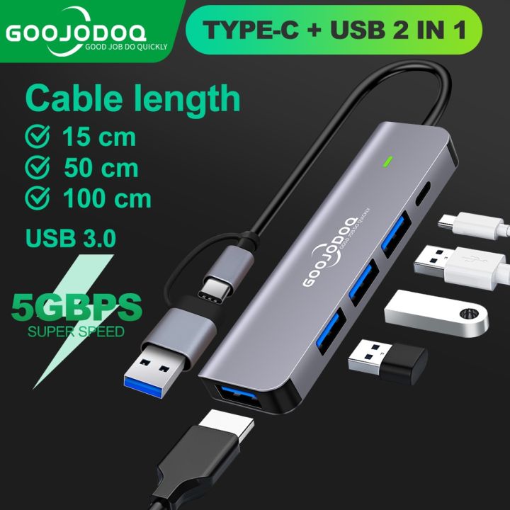 GOOJODOQ 2-in-1 5 Port Type-C Hub USB 3.0 Type-C HUB with 5Gbps TF SD ...