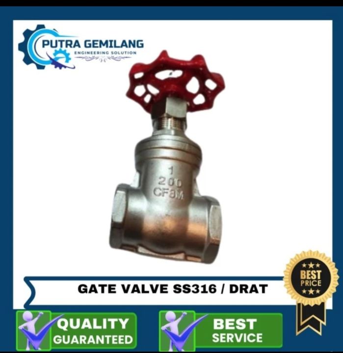 GATE VALVE STAINLESS STEEL 316 / SS316 DRAT / ORIGINAL VALVE POMPA ...