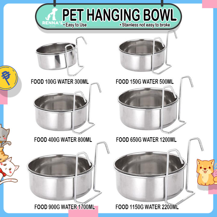 Renna's Dog Hanging Metal Hook Stainless Bowl Dog Hanging Bowl For Dog ...