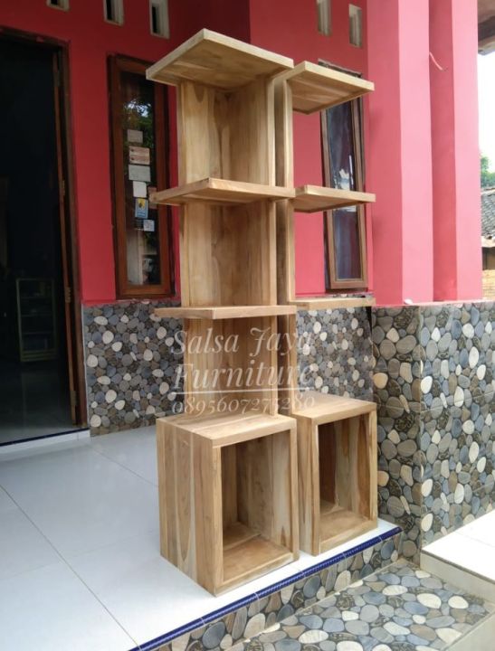TAK SUDUT BUNGA/RAK SUDUT BUKU KAYU JATI | Lazada Indonesia