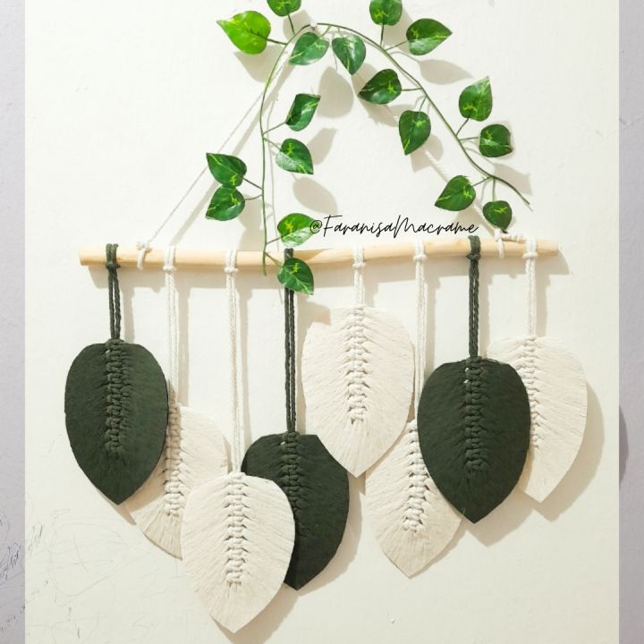 Faranisa Macrame Hiasan Dinding Macrame 8 daun warna Army Ruang Tamu ...