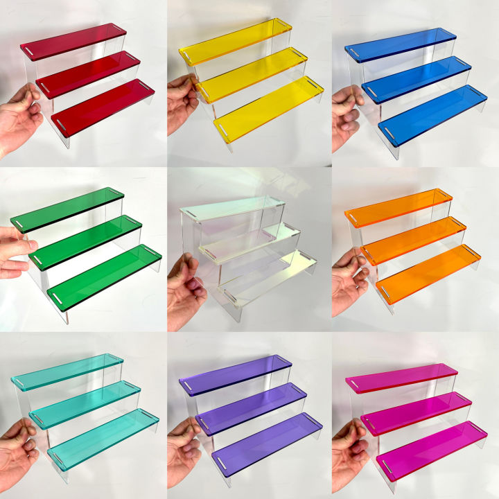 HaveChic Acrylic Colorful Step Blind Box Storage Rack Figurine Display ...