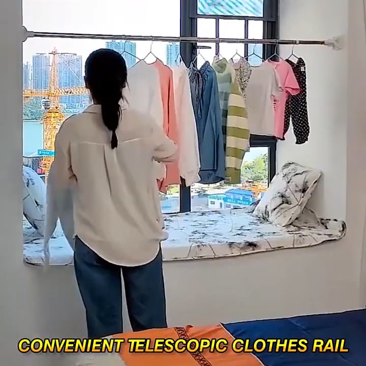 FABITS Stainless Steel Adjustable Rod Telescopic Extendable Cloth Rail ...