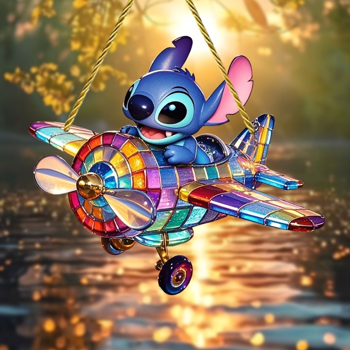 2D การ์ตูนดิสนีย์รูป Stitch ตกแต่งจี้ Stitch Flying Sun Catcher Stitch ...