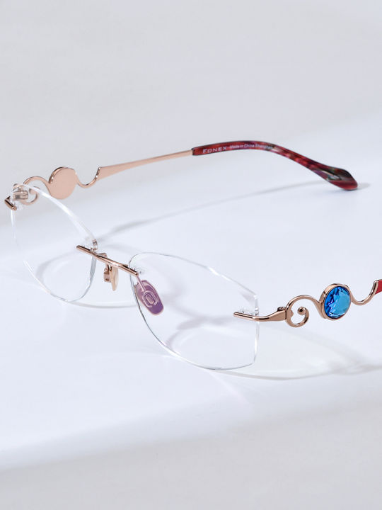 FONEX Rimless Titanium Glasses Frame Women 2025 New Luxury Famous ...