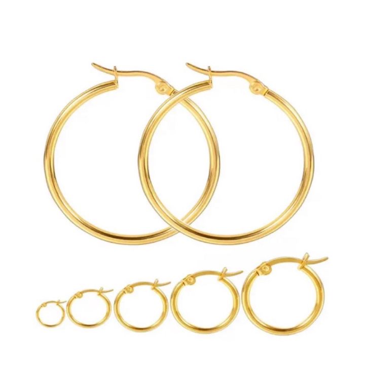Moonbay 1 Pair 14k Gold Stainless Steel Loop/Hoop Earrings Minimalist ...
