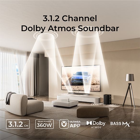 ULTIMEA Skywave F30 Boom 3.1.2ch Soundbar Dolby Atmos Home Soundbar ...
