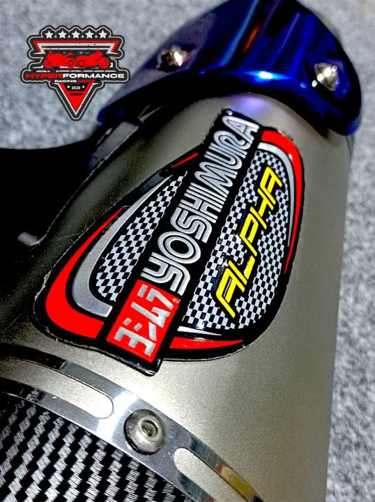 YOSHIMURA ALPHA CARBON / BLUISH / TITANIUM UNIVERSAL MUFFLER EXHAUST ...