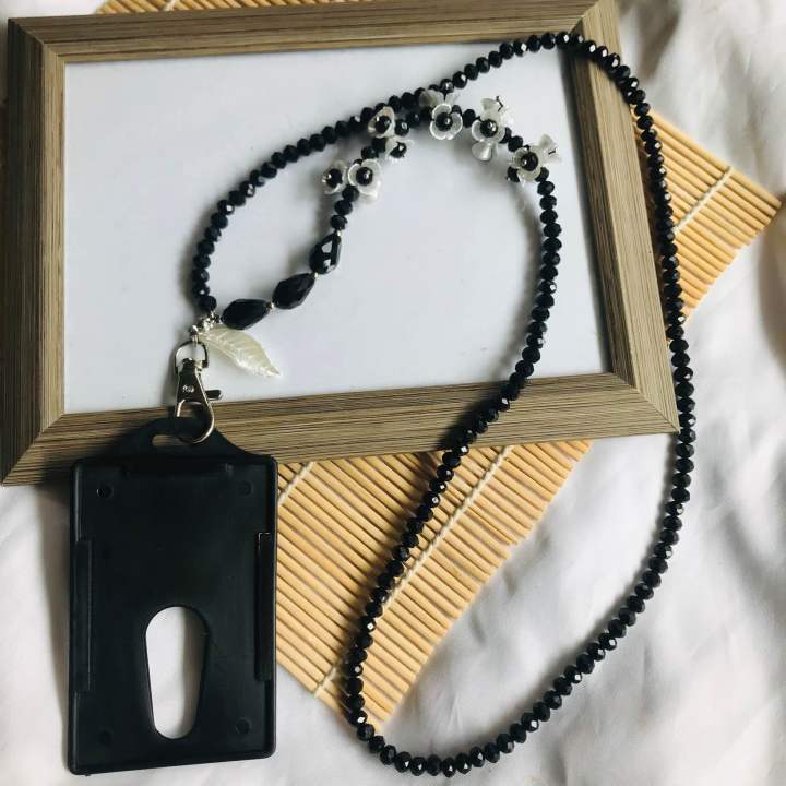 Lanyard ID Card Name Tag Kelopak Bunga dan Kristal | Lazada Indonesia