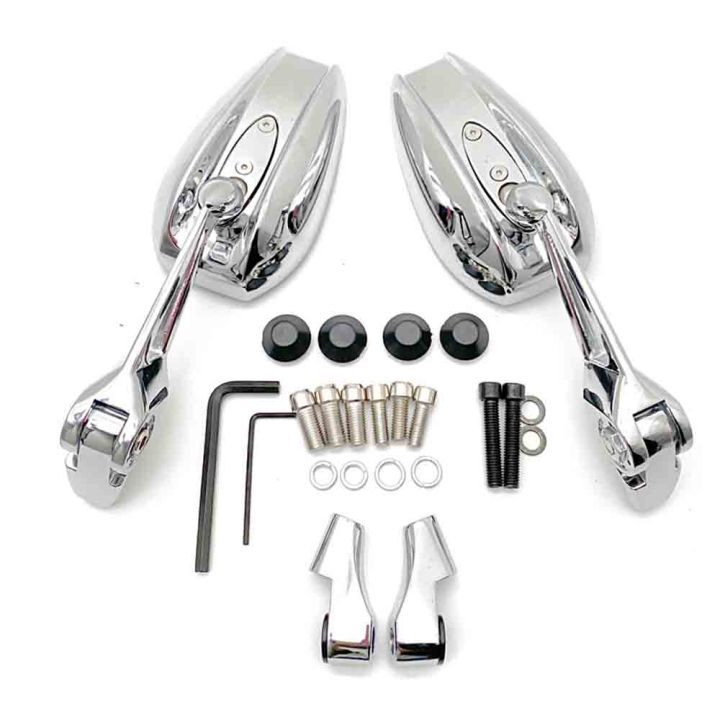 AOS4 Universal Chrome Motorcycle Side Rearview Mirror HD Blue Purple ...
