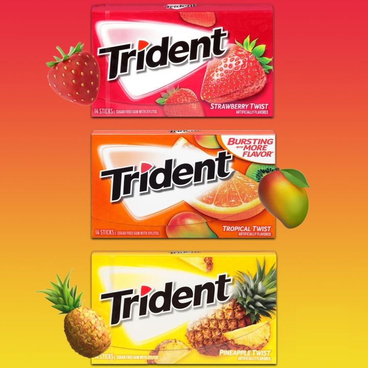 American Imported Trident Trident Xylitol Sugar Free Gum Bubble Gum ...