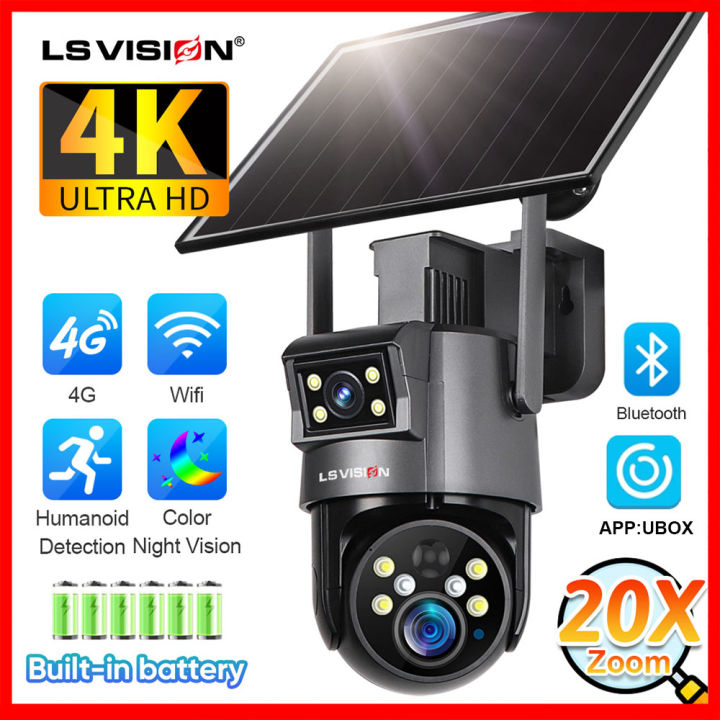LS VISION UBOX 4K 20X Optical Zoom WIFI/4G Dual Lens Solar CCTV Camera ...