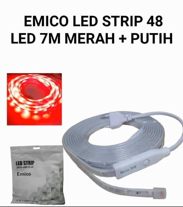 Lampu LED Strip Merah Putih/ lampu selang merah putih Emico + Soket ...