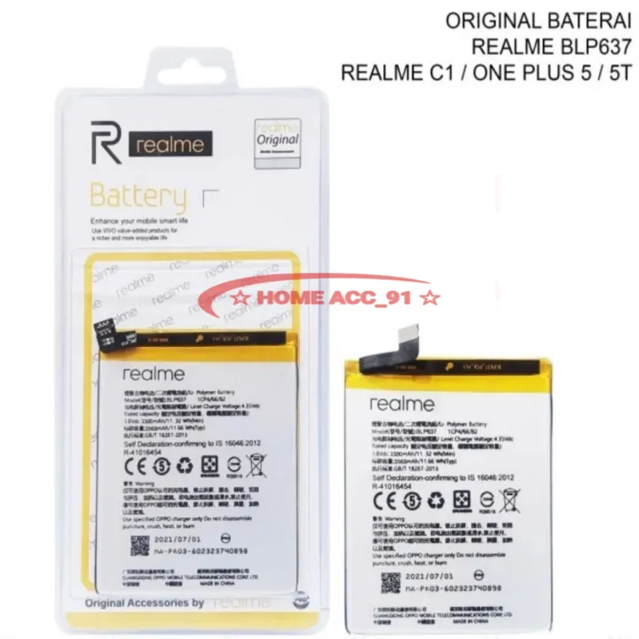 [ Original 100% ] Baterai Batre BLP637 For Realme C1 | One + Plus 5 ...