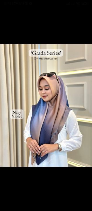 Jilbab journey Gradasi navy Violet kak Yura | Lazada Indonesia
