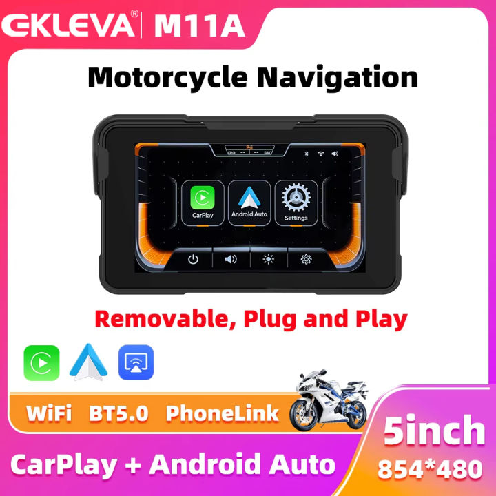 EKLEVA 5.0 inch Wireless CarPlay Moto Android Auto Portable Digital ...