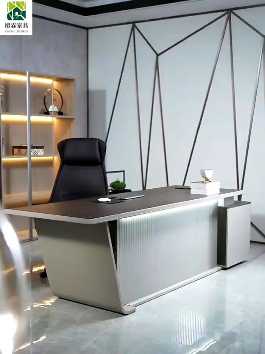 Office Desk Meja Pejabat Boss Desk With Side Cabinet Boss Swivel Chair ...