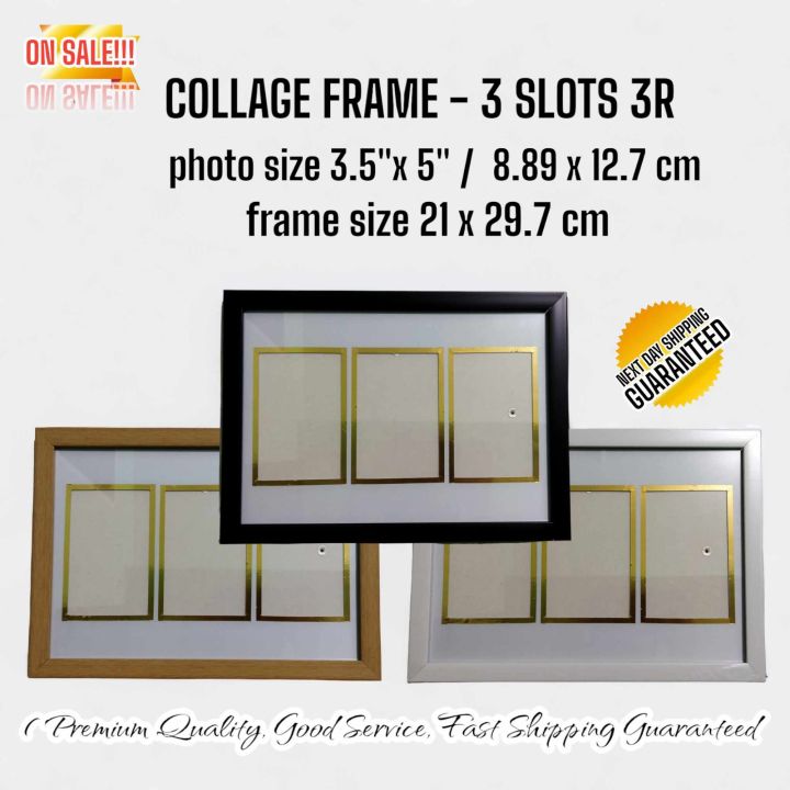 COLLAGE PHOTO FRAME WITH MATTING | A4 SIZE FRAME | 3 SLOTS FOR 3R PHOTO ...