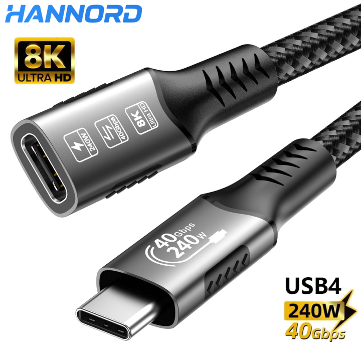 Hannord USB 4 Extension Cable Type C 40Gbps PD 240W Male to Female ...
