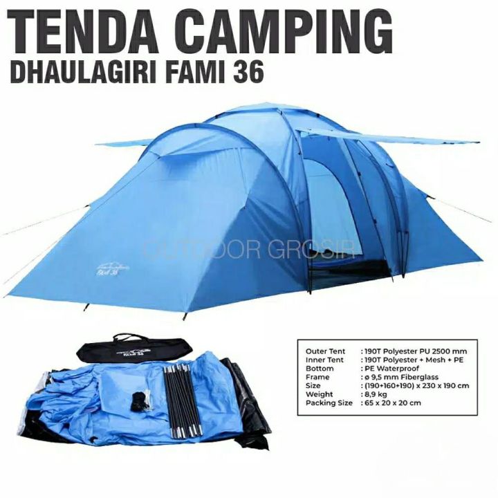 Tenda Dhaulagiri FAMI 36 - Tenda Camping Kapasitas 6P - Tenda Camping Outdoor tenda Waterproof ...