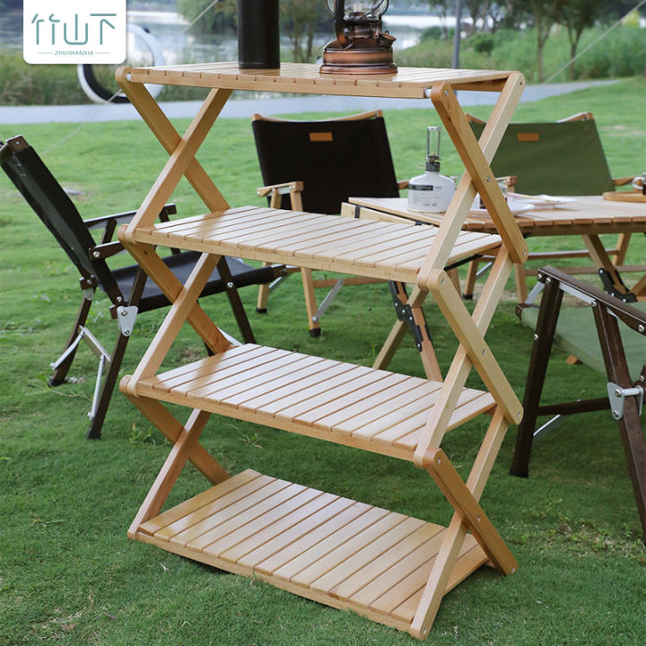 Outdoor shelf camping picnic portable multifunctional folding table ...