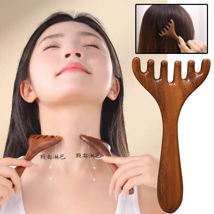 Wooden Meridian Massage Comb Health Head Therapy Scalp Relaxation ...
