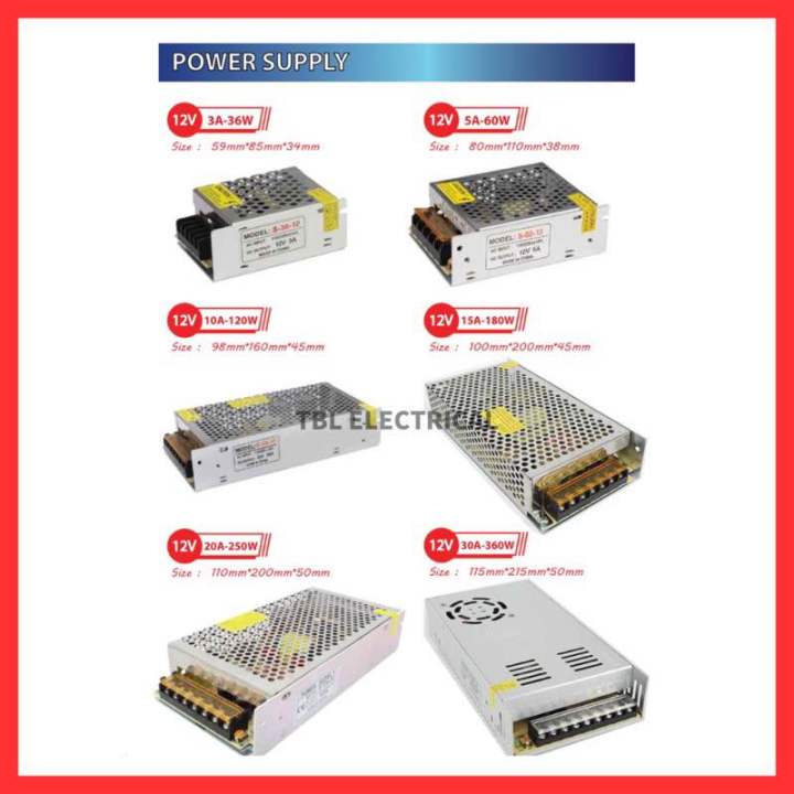 AC TO DC 12V 24V POWER SUPPLY 1A 2A 3A 5A 10A 15A 20A 30A 40A | Lazada
